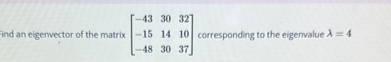 Solved -ind an eigenvector of the matrix | Chegg.com