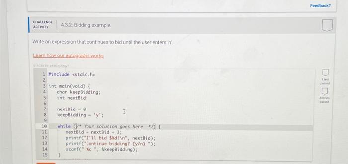 Solved CHALLENGE 4.3.2: Bidding example. ACTIVITY Write an | Chegg.com
