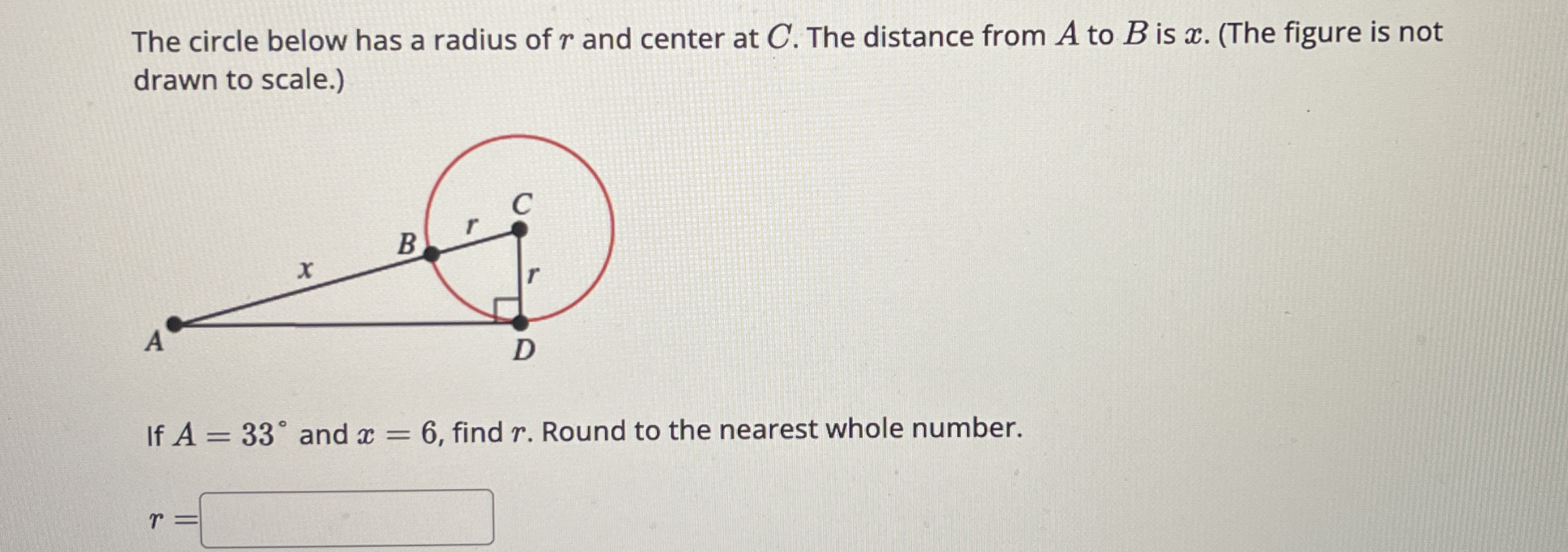 Solved The circle below has a radius of r ﻿and center at C. | Chegg.com
