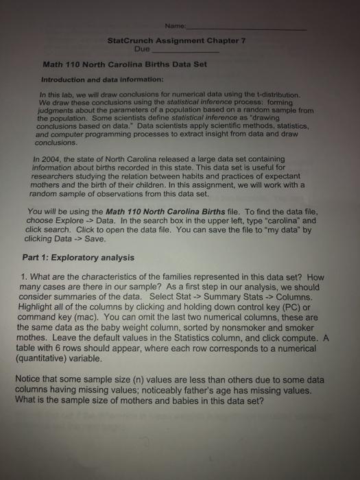 Part 2: Statistical inference 1. Are the conditions | Chegg.com