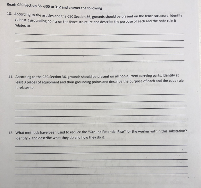 Read: CEC Section 36-300 to 312 and answer the | Chegg.com