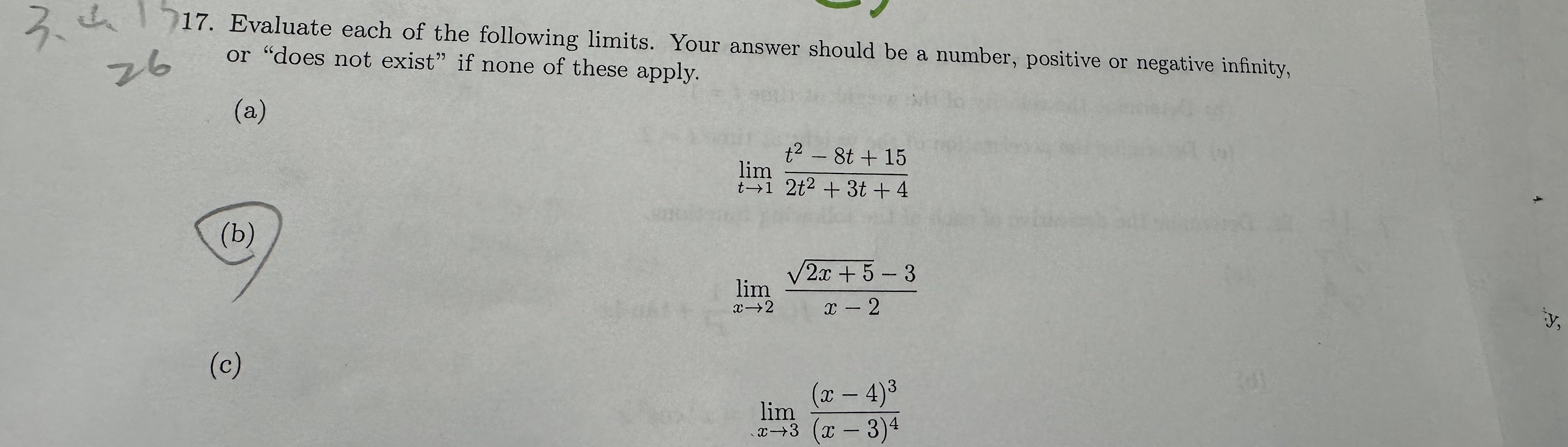 Solved Evaluate each of the following limits. ﻿Your answer | Chegg.com
