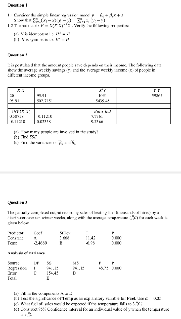 Solved Question 11.1 ﻿Consider the simple linear regression | Chegg.com