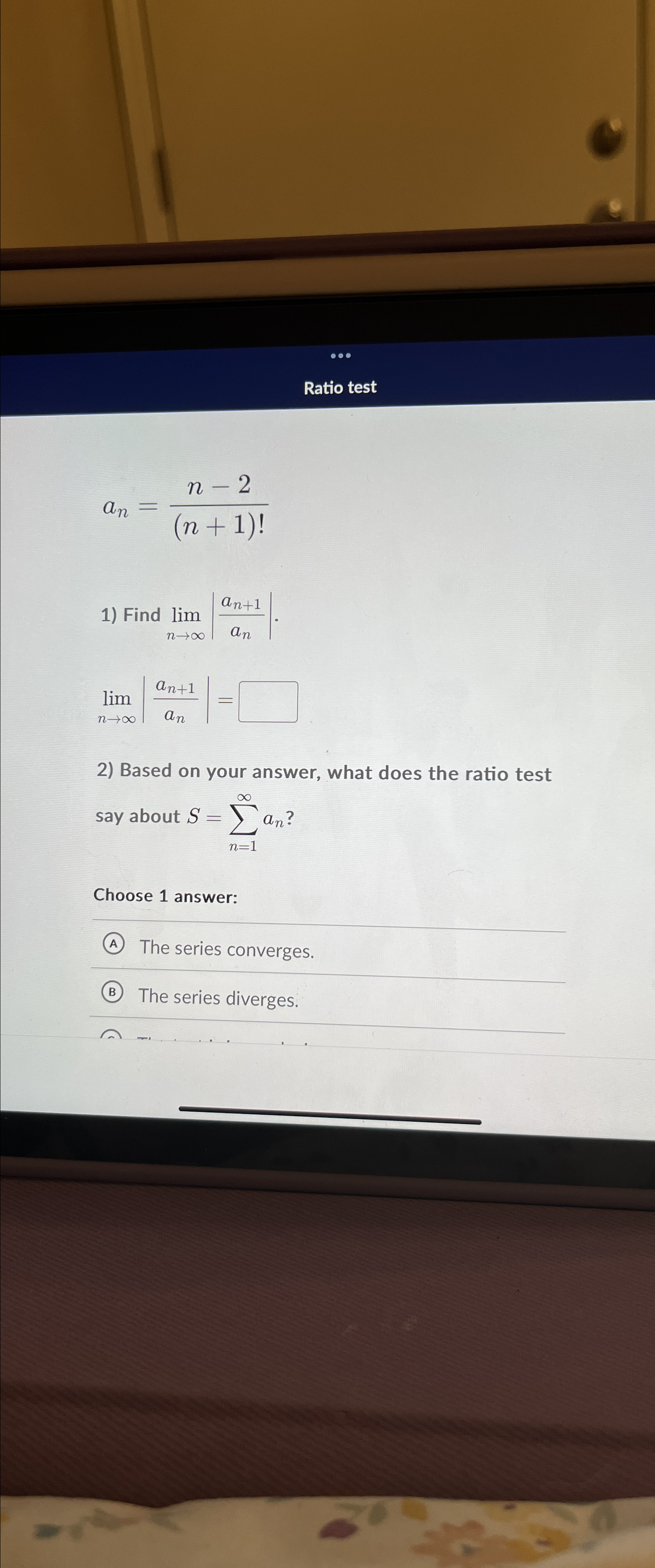 Solved Ratio testan=n-2(n+1)!Find | Chegg.com