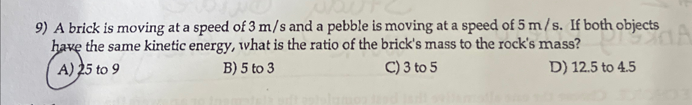 Solved A brick is moving at a speed of 3ms ﻿and a pebble is | Chegg.com
