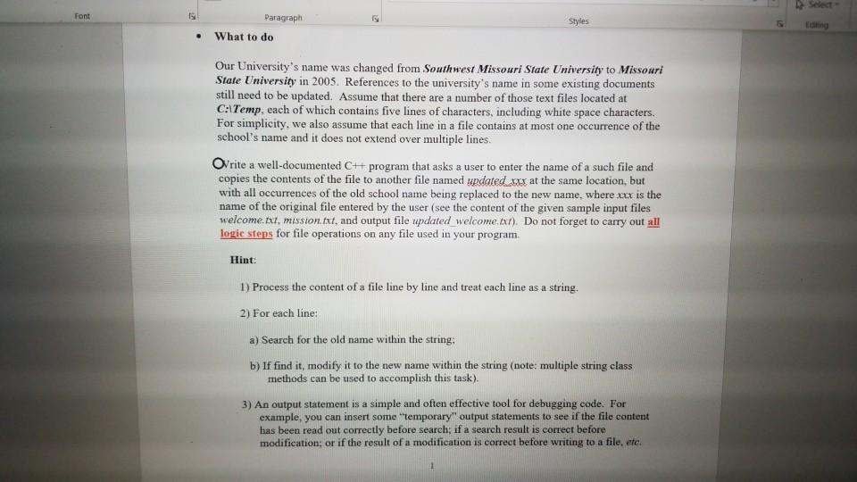 Solved E Font Paragraph Styles Editing CSC 125 Introduction | Chegg.com