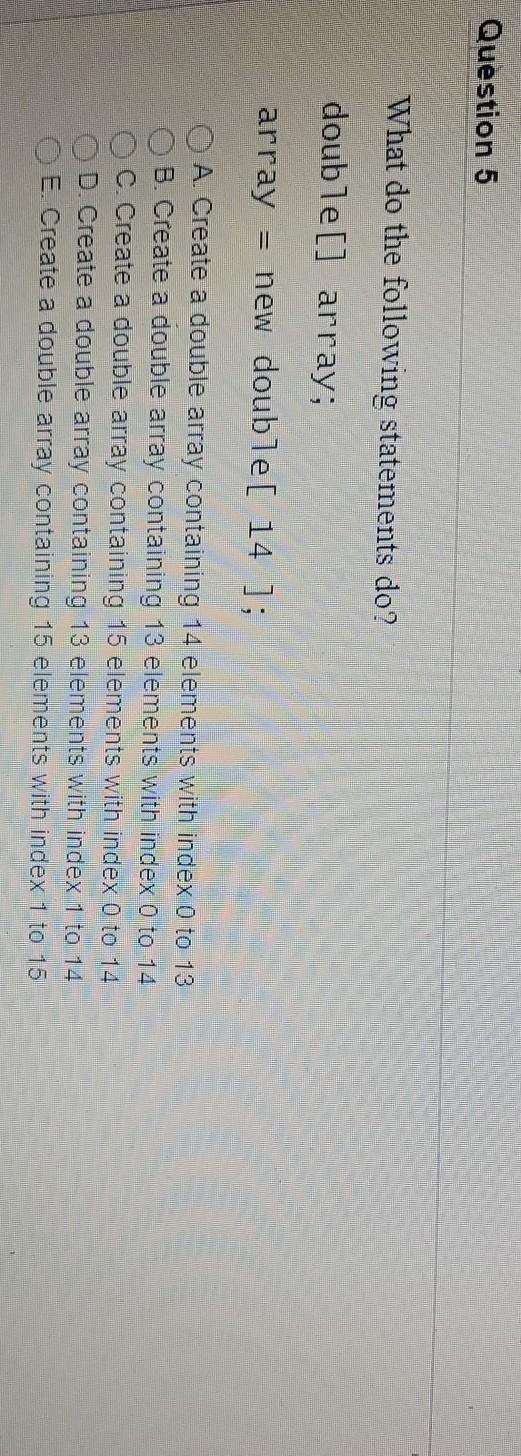 Solved Question 5 What do the following statements do? | Chegg.com