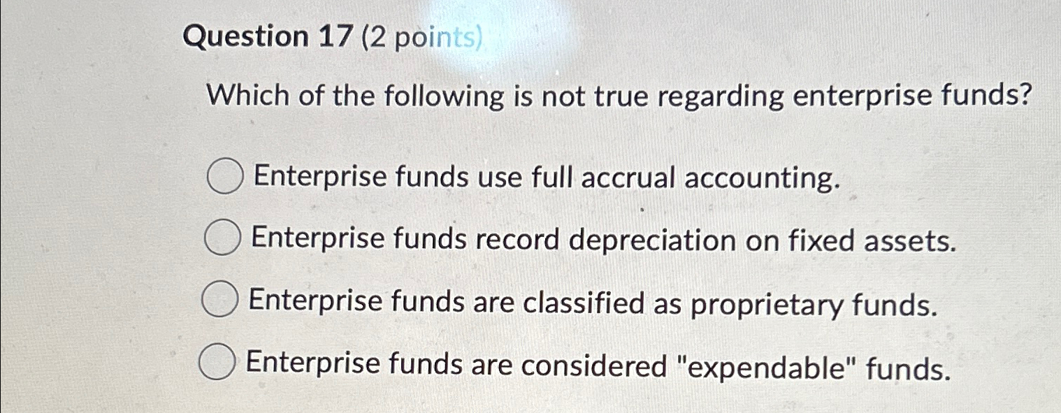 Solved Question 17 (2 ﻿points)Which of the following is not | Chegg.com