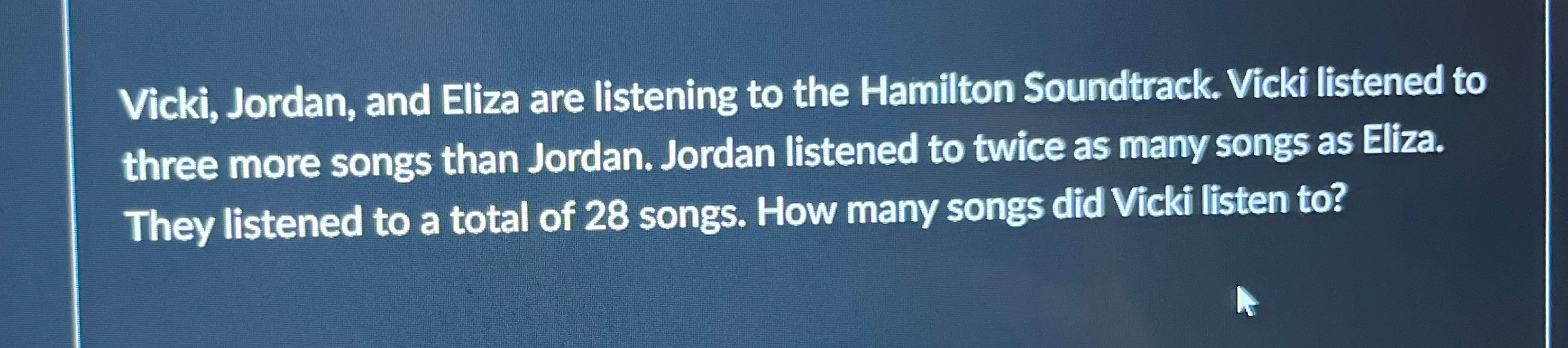 Solved Vicki, Jordan, and Eliza are listening to the | Chegg.com