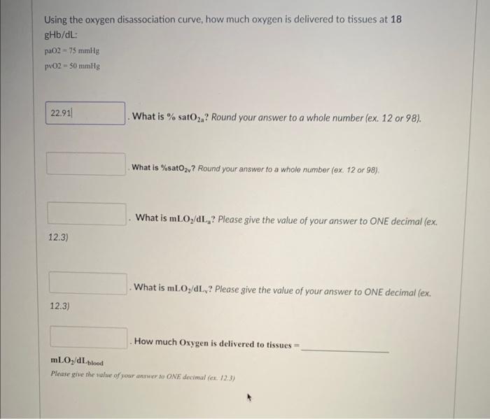 Solved Using the oxygen disassociation curve, how much | Chegg.com
