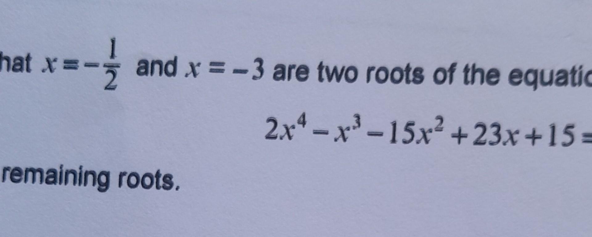 Solved x=−21 and x=−3 are two roots of the equatic | Chegg.com