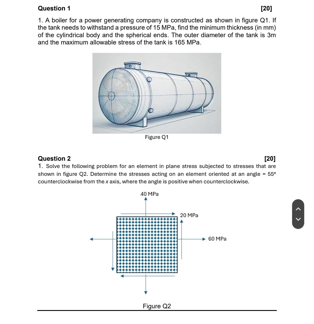 Solved by an EXPERT Question 1[20]A boiler for a power generating company | Chegg.com