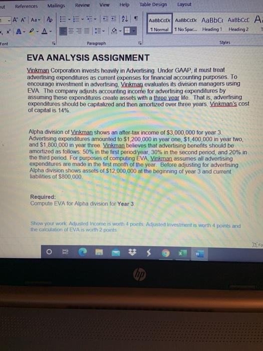 Solved References Mailings Review View Help Table Design