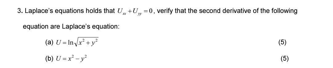 Solved 3. Laplace's equations holds that Uxx+Uyy=0, verify | Chegg.com