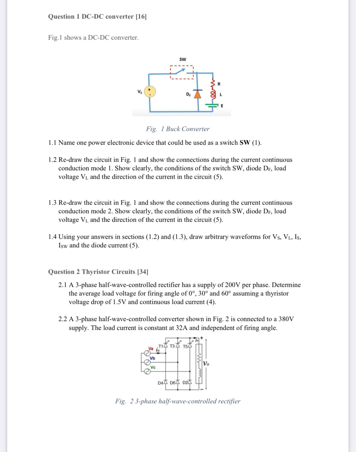 Solved Question 1 ﻿DC-DC converter 16Fig. 1 ﻿shows a DC-DC | Chegg.com