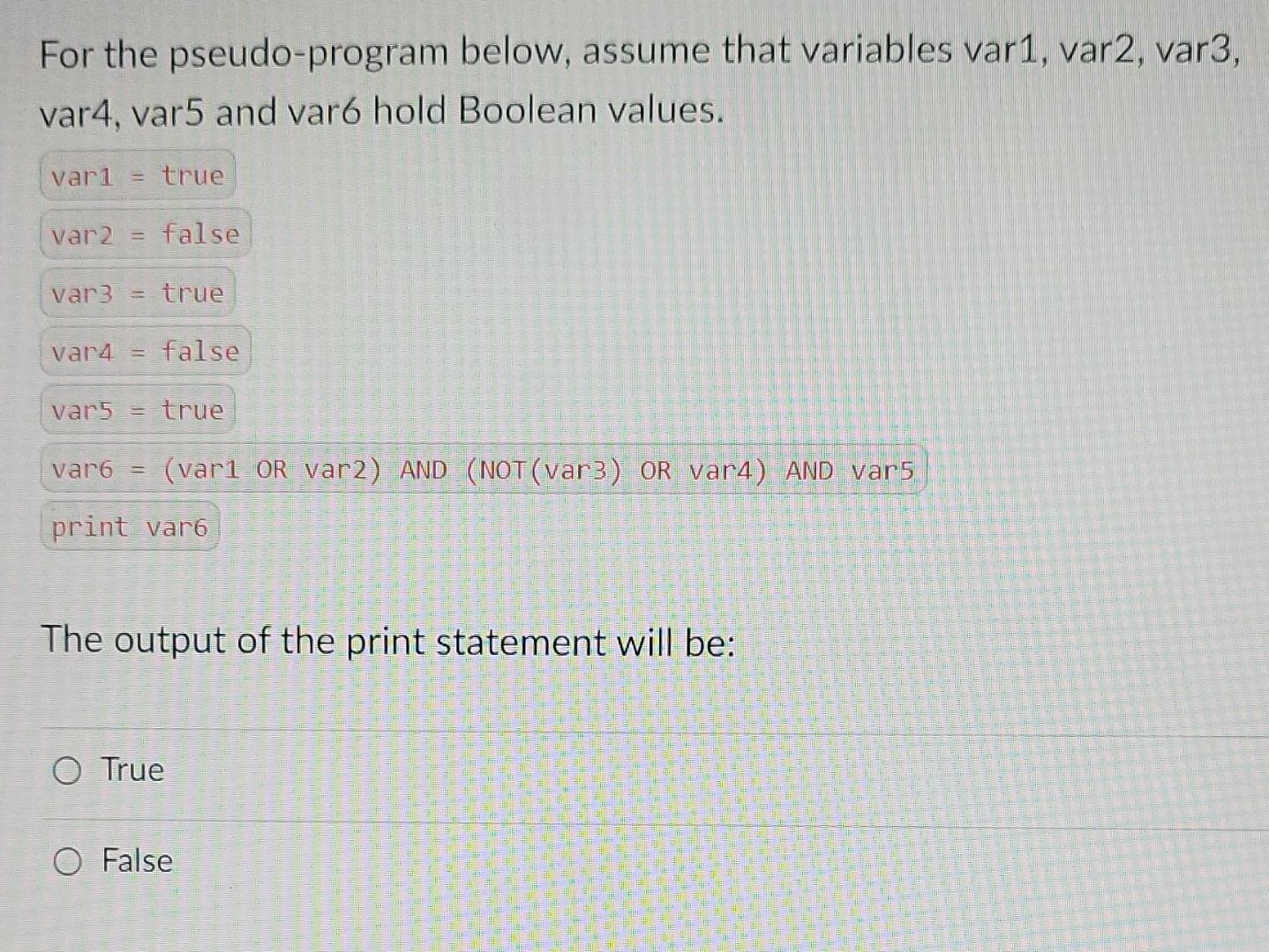 Solved For the pseudo-program below, assume that variables | Chegg.com