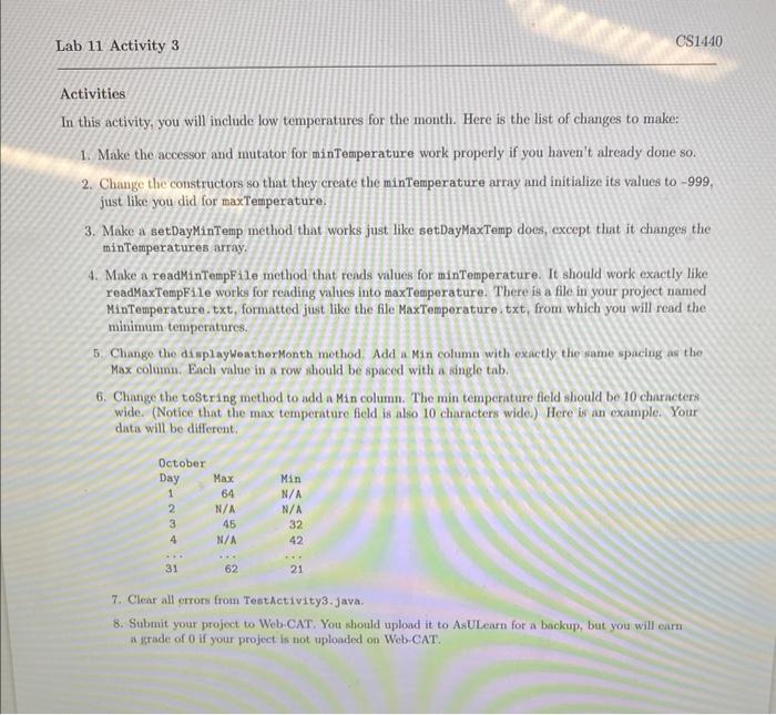 Lab 11 Activity 3 CS1440 Activities In this activity, | Chegg.com