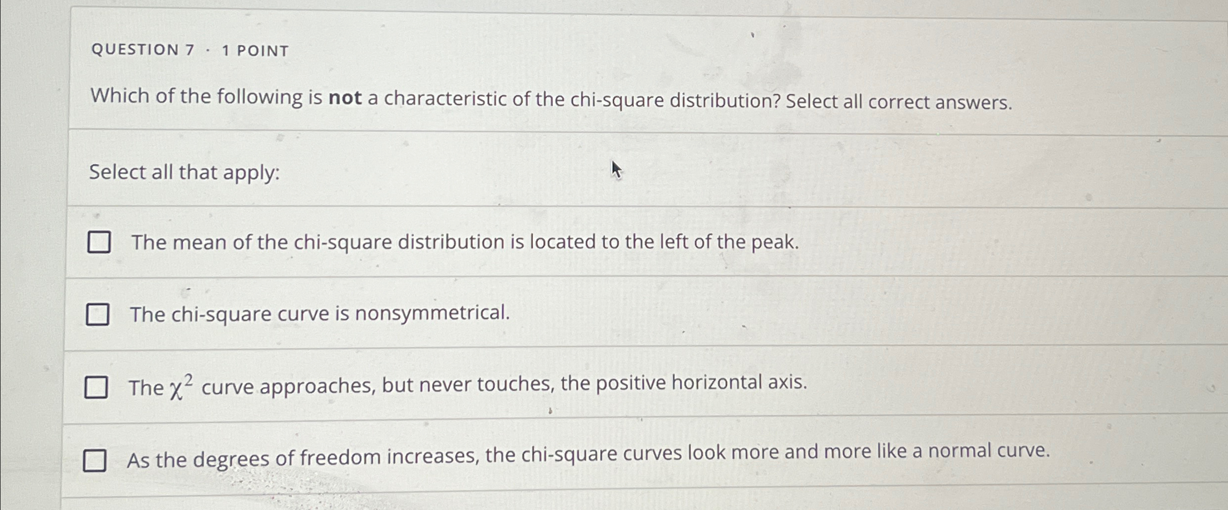 Solved QUESTION 7*1 ﻿POINTWhich of the following is not a | Chegg.com