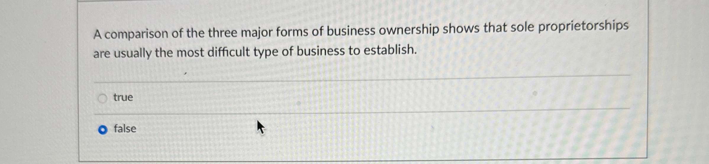Solved A comparison of the three major forms of business | Chegg.com