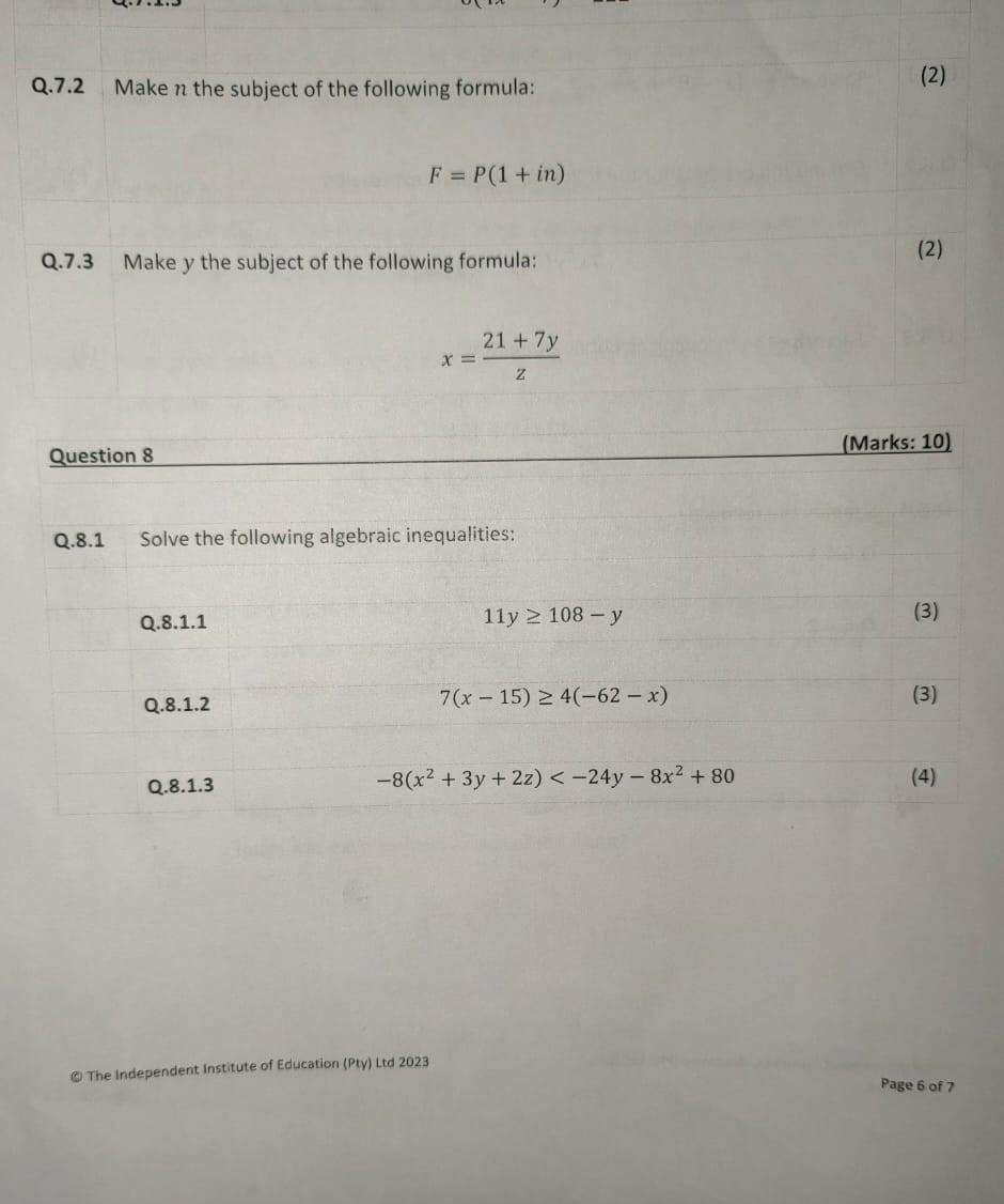 Solved Q.9.1 Determine the linear equation for the line that | Chegg.com
