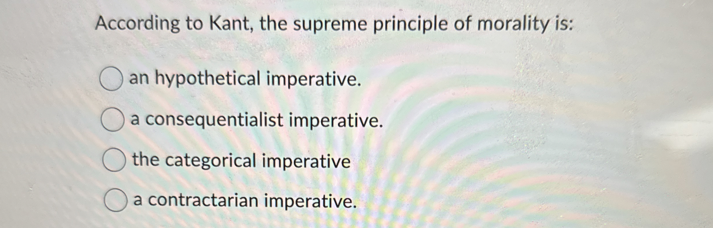 Solved According to Kant, the supreme principle of morality | Chegg.com