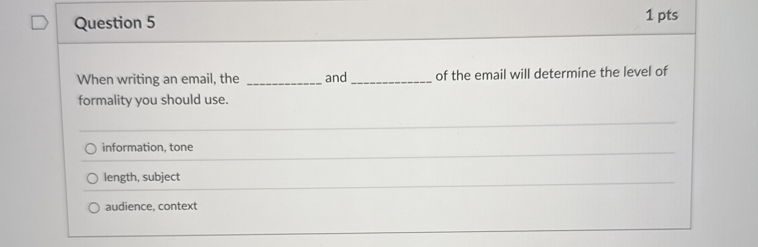 Solved Question 5When writing an email, theandof the email | Chegg.com