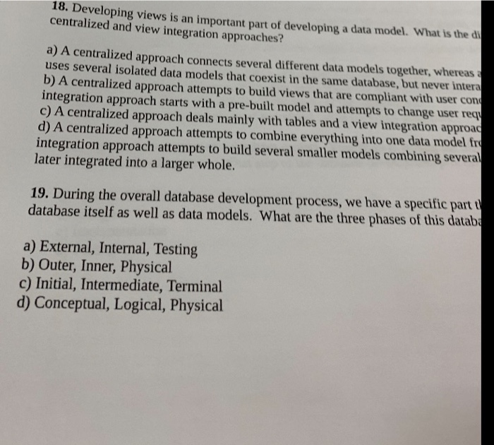 Solved 18. Developing views is an important part of | Chegg.com