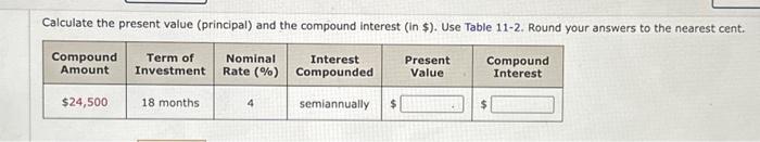 Solved Calculate the present value (principal) and the | Chegg.com