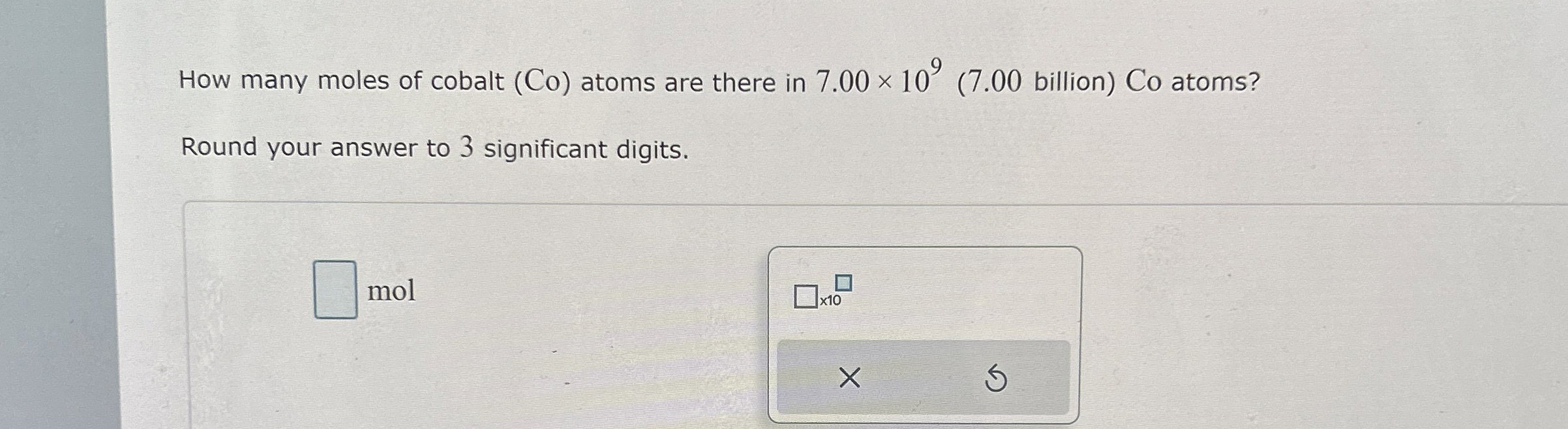Solved How many moles of cobalt (Co) ﻿atoms are there in | Chegg.com