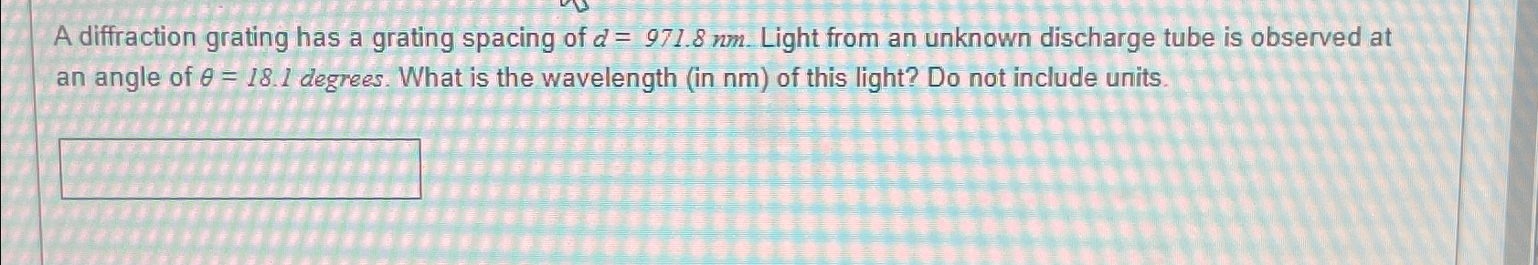 Solved A diffraction grating has a grating spacing of | Chegg.com