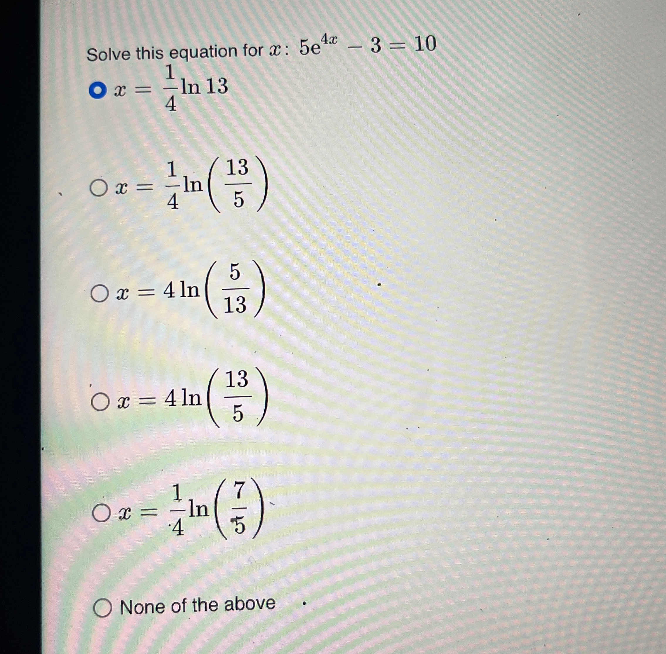 Solved Solve this equation for x ﻿: | Chegg.com