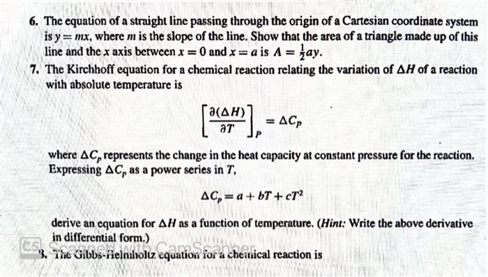 Solved 6. The equation of a straight line passing through | Chegg.com