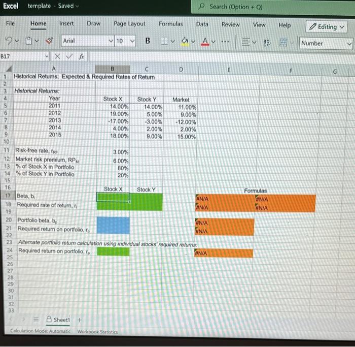 Solved Excel Online Structured Activity: Historical Return: | Chegg.com