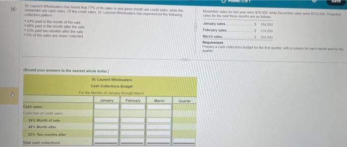 Solved collection pathern - 24 st paid in the montin of the | Chegg.com