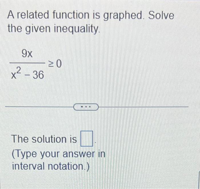 Solved A related function is graphed. Solve the given | Chegg.com