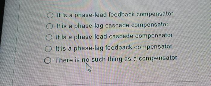Solved CompensatedIt is a phase-lead feedback compensator It | Chegg.com