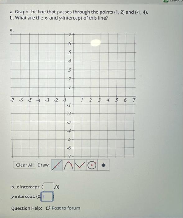 Solved a. Graph the line that passes through the points (1, | Chegg.com