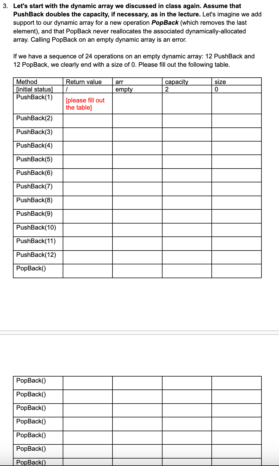 Let's start with the dynamic array we discussed in | Chegg.com