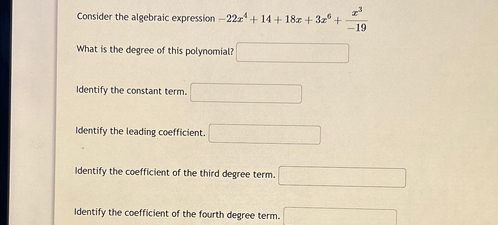 Solved Consider the algebraic expression | Chegg.com