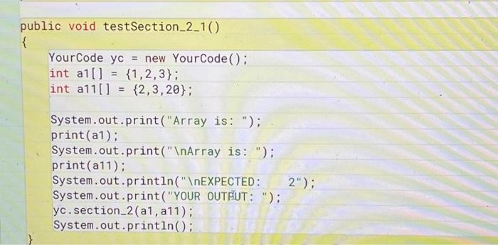 Solved Method section_2 Given two arrays of integers, al and | Chegg.com