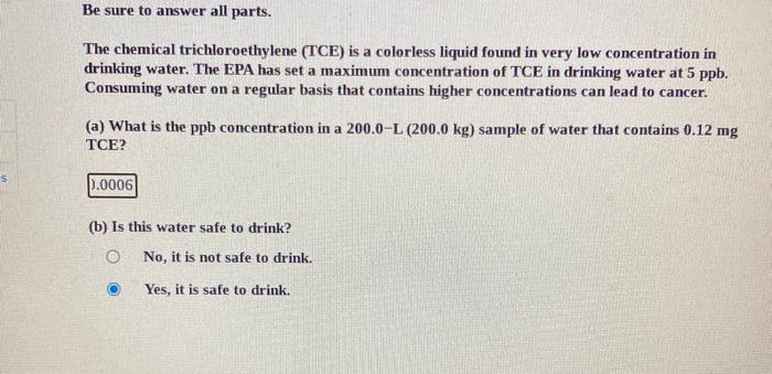 Solved Be sure to answer all parts. The chemical | Chegg.com