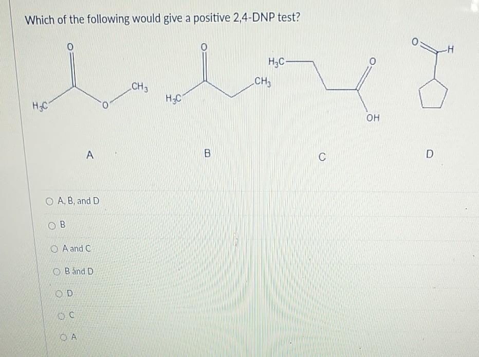 Solved Which of the following would give a positive 2,4-DNP | Chegg.com