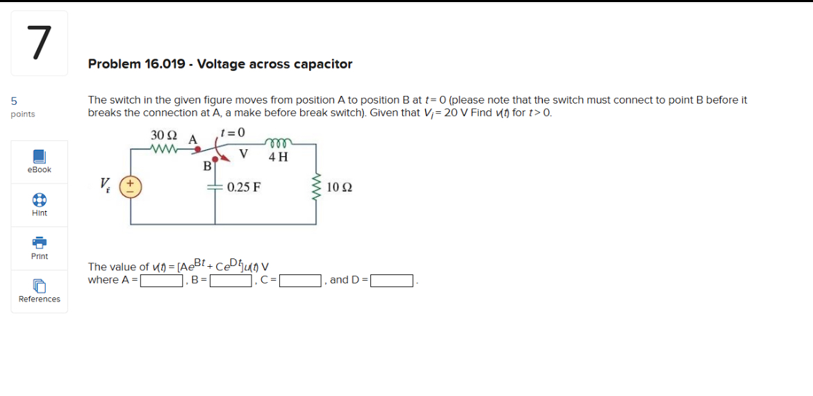 Solved 7Problem 16.019 - ﻿Voltage across | Chegg.com
