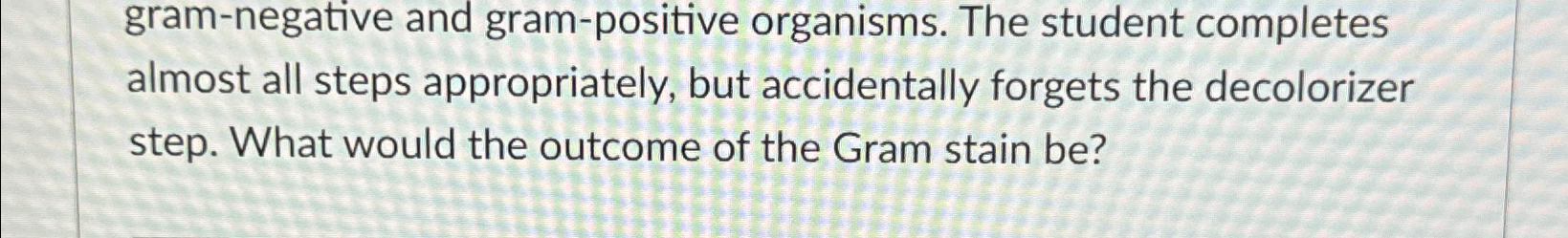 Solved gram-negative and gram-positive organisms. The | Chegg.com