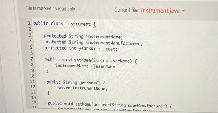 Solved Given main0 and the Instrument class, define a | Chegg.com