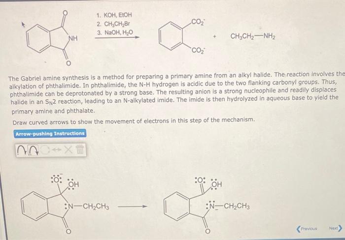 Solved 1. KOH,EOH 2. CH2CH2Br 3. NaOH,H2O +CH3CH2−NH2 The | Chegg.com