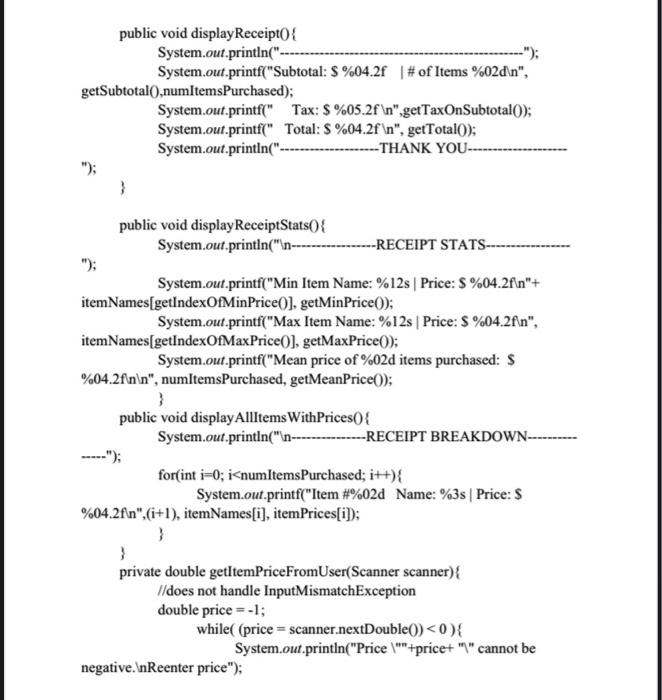 Solved import java.util.Scanner; public class ReceiptMaker { | Chegg.com