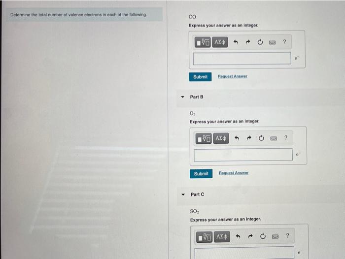 Solved Determine the total number of valence electrons in | Chegg.com