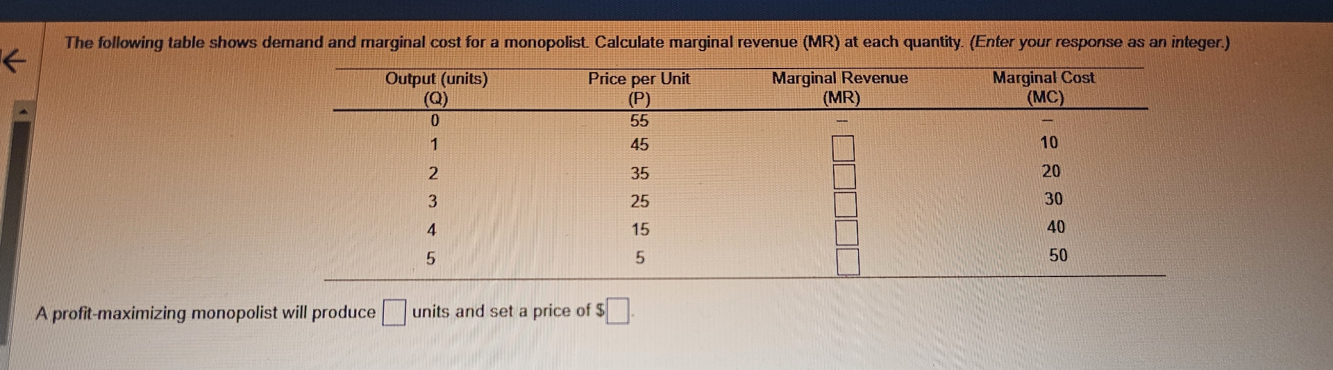 Solved The following table shows demand and marginal cost | Chegg.com