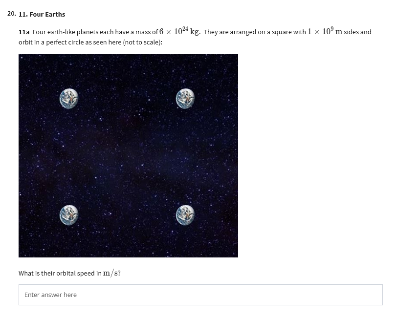 Solved 11a Four earth-like planets each have a mass of | Chegg.com